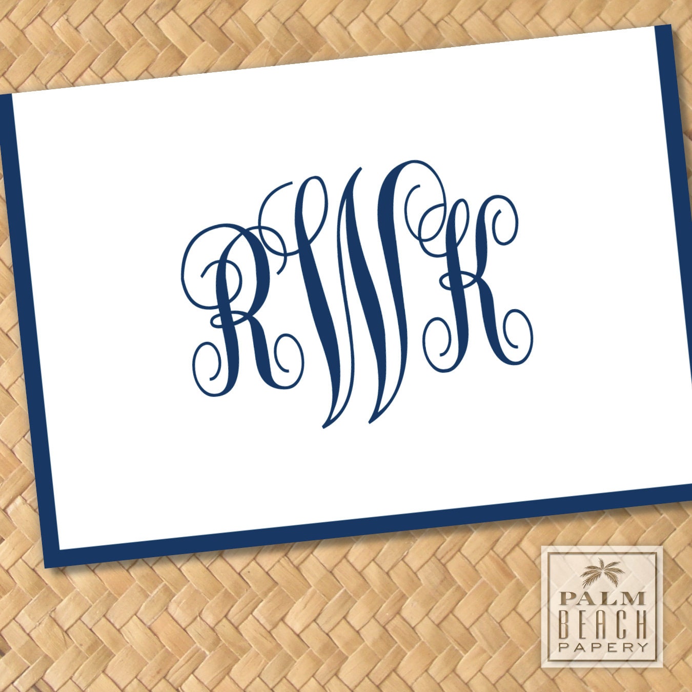 Classic Monogram Folded Notecards Traditional 3 Initial | Etsy