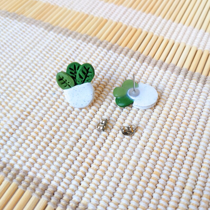 Stud Plant Earrings. Greenery Clay Handcrafted Hypoallergenic Polymer ...