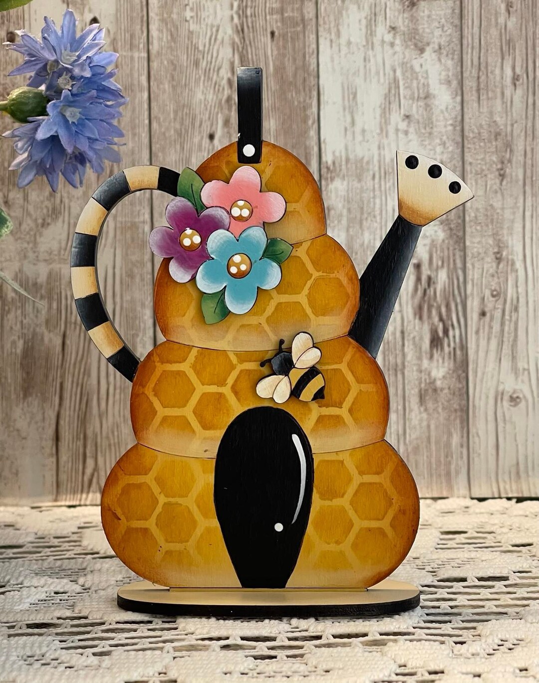 Tiered Tray, Bee Watering Can, Bee Skep, Bee Decor, Tray Decor, Flowers ...