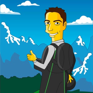 Base Jumper Gift - Custom Cartoon Portrait From Photo, Base Jumping ...