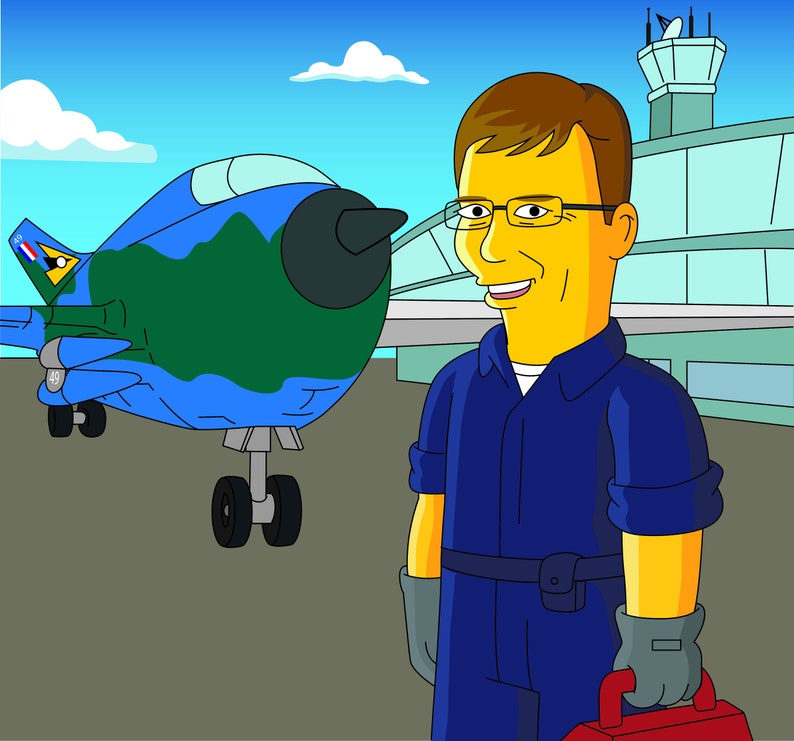 Aircraft Mechanic Gift Custom Portrait as Yellow Cartoon - Etsy Australia