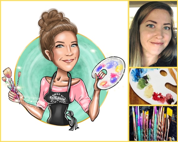 Painter Logo Design Custom Cartoon Portrait for Your - Etsy