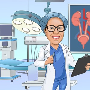 Urology Surgeon Gift - Custom Caricature From Your Photo, Urinary ...