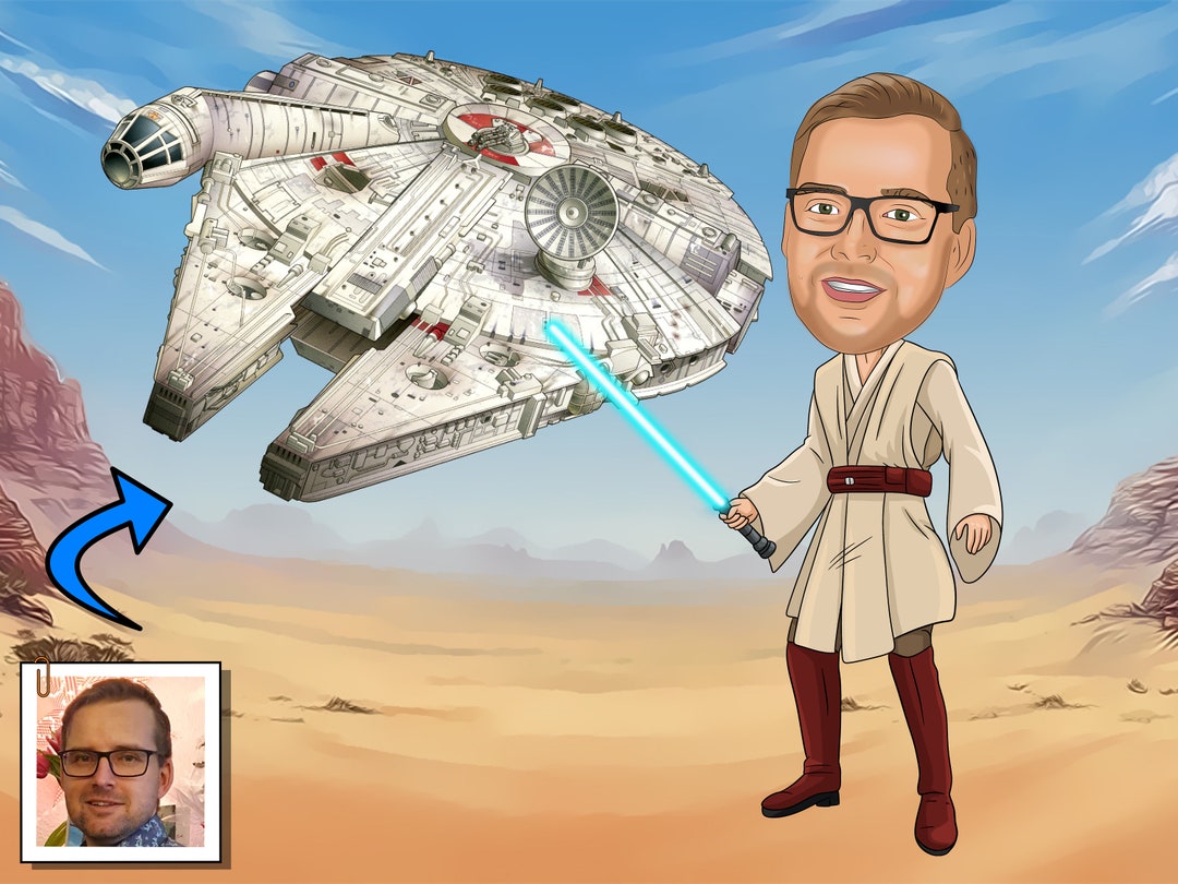 Jedi Cartoon Portrait From Your Photo, Obi Wan Kenobi, Anakin, Obi Wan ...