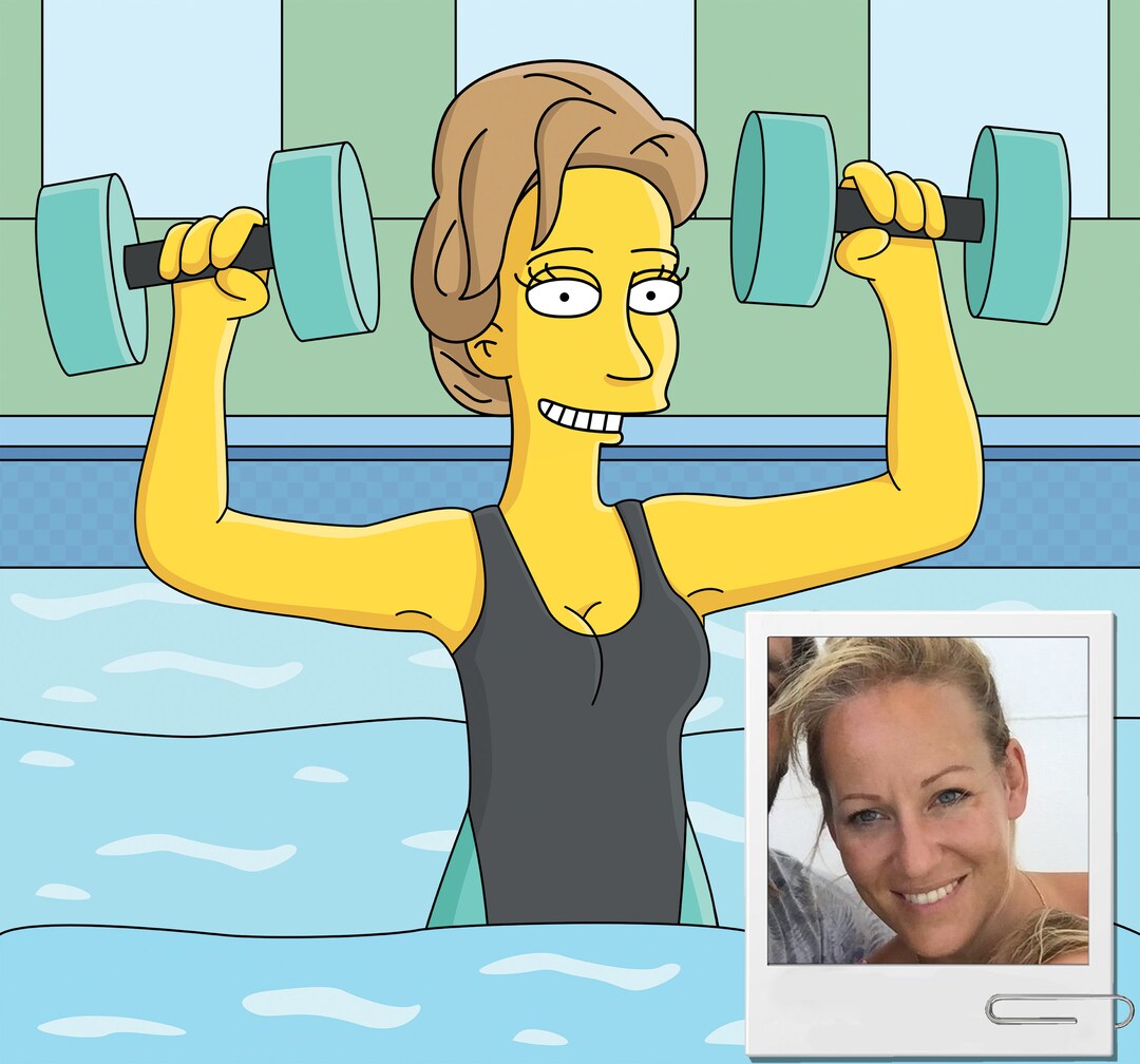 Water Aerobics Gift Custom Cartoon Portrait From Photo / Aquafit Gift ...