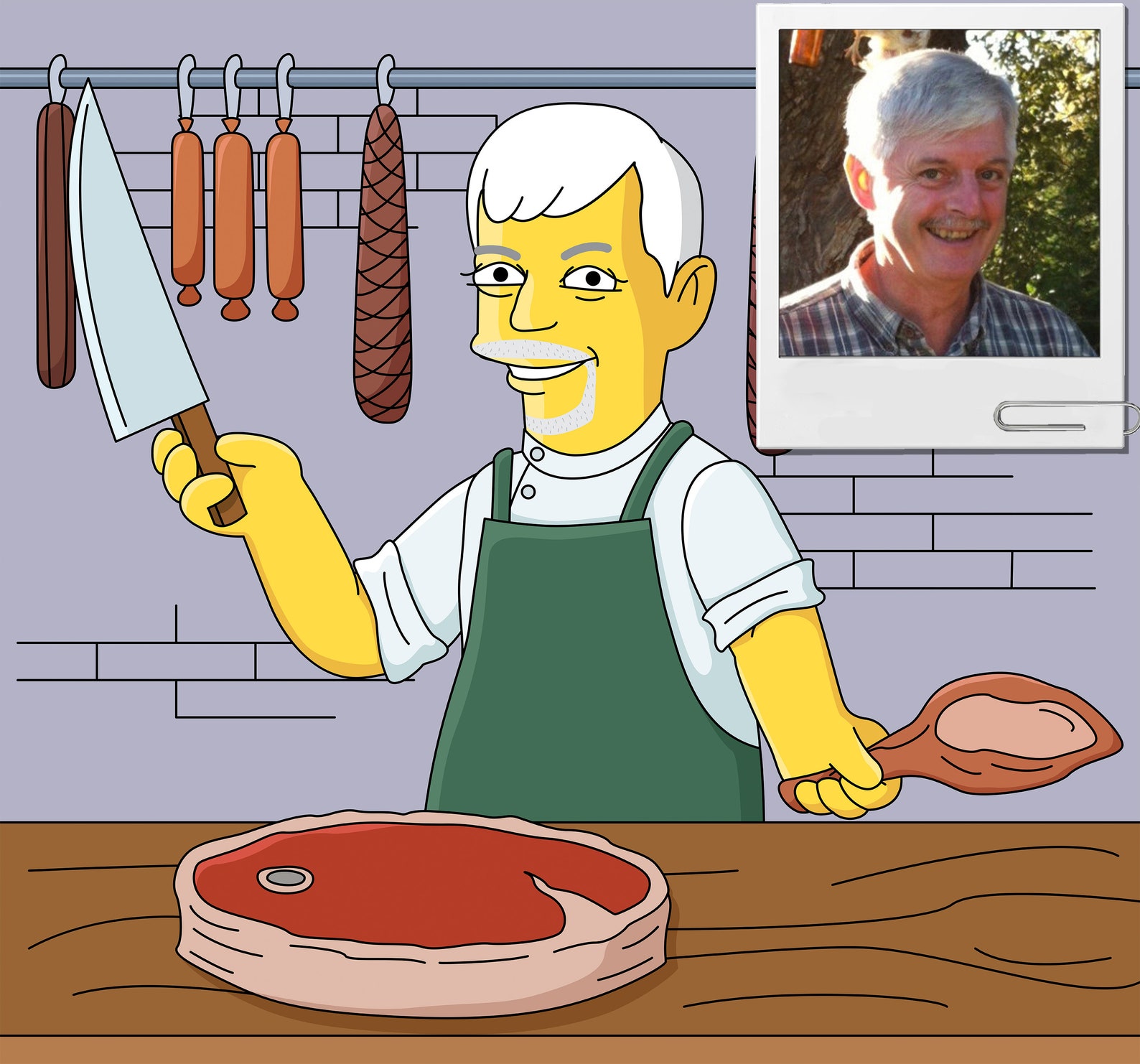 Butcher Gift Custom Portrait From Your Photo as Yellow - Etsy