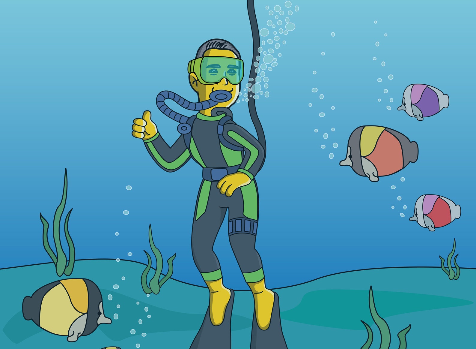 Scuba Diver Gift Custom Cartoon Portrait From Photo / Scuba Diving ...