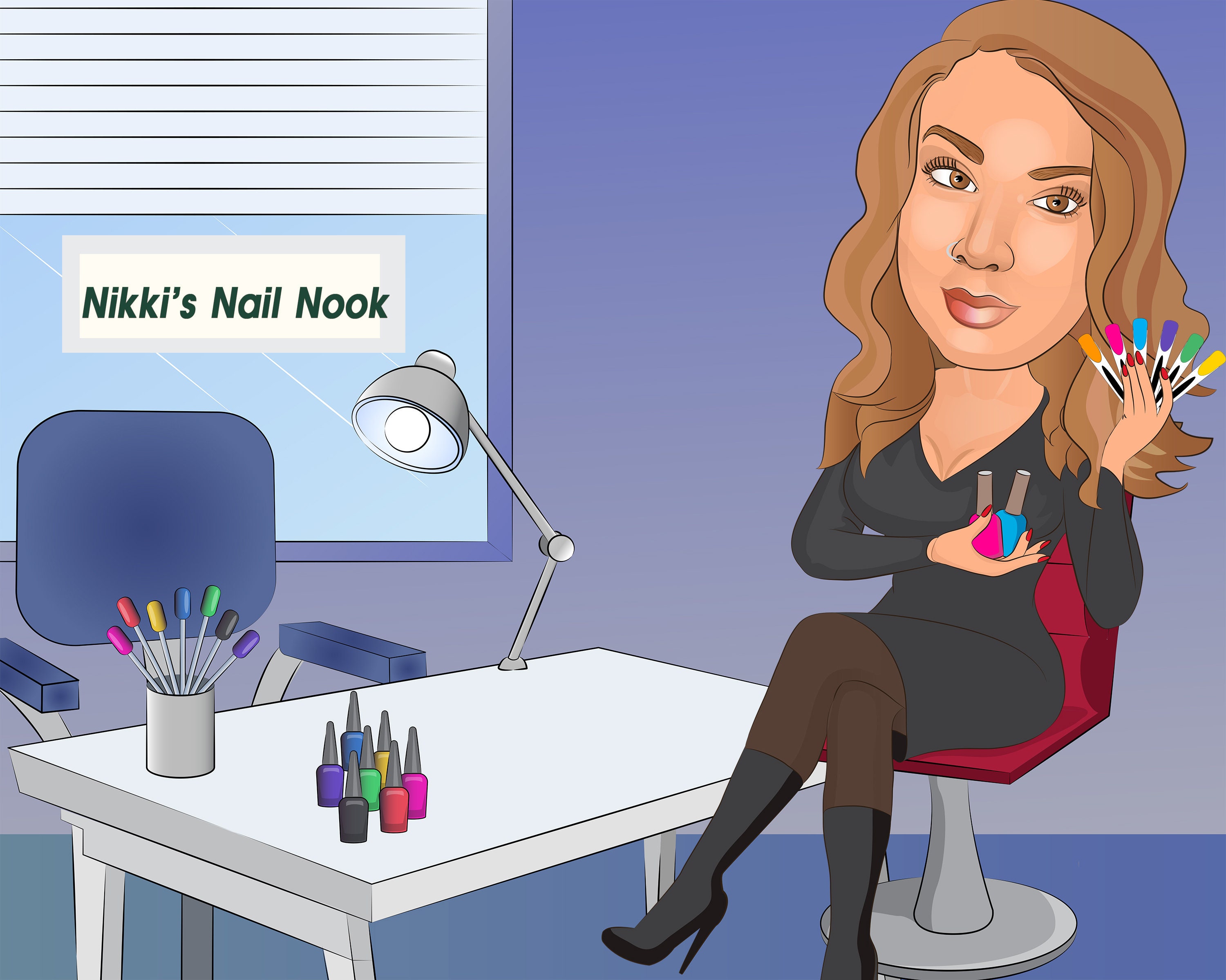 Nail Boss Gift - Custom Caricature Portrait From Your Photo, Nail ...