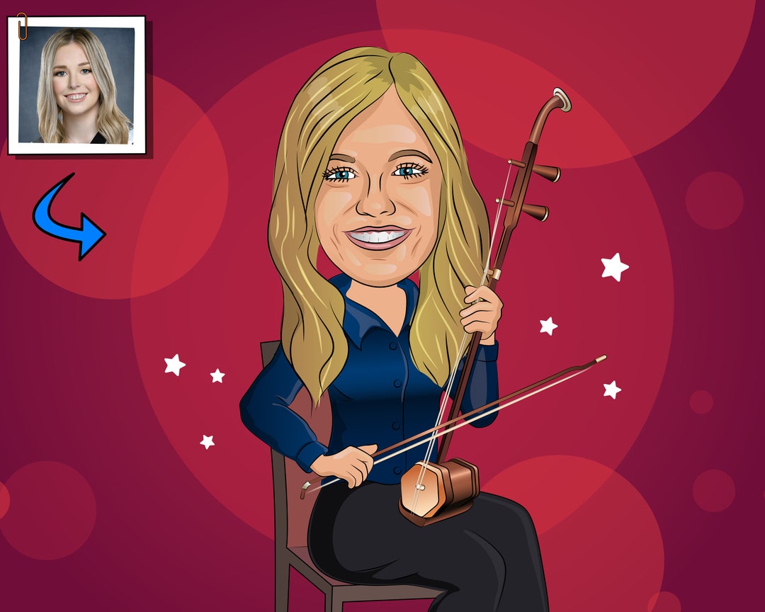 Erhu Player Gift - Custom Cartoon Portrait / Erhu Gift / Erhu Art - Etsy