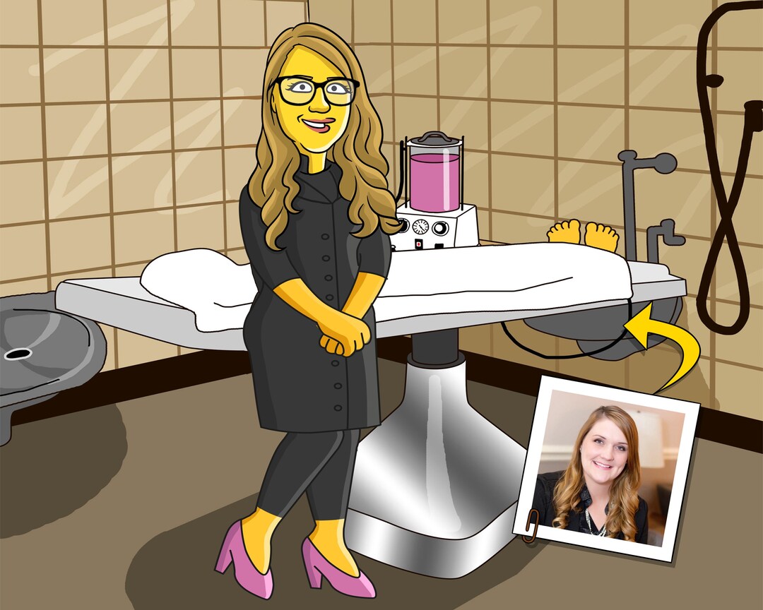 Embalmer Gift - Custom Portrait From Photo as Yellow Character ...