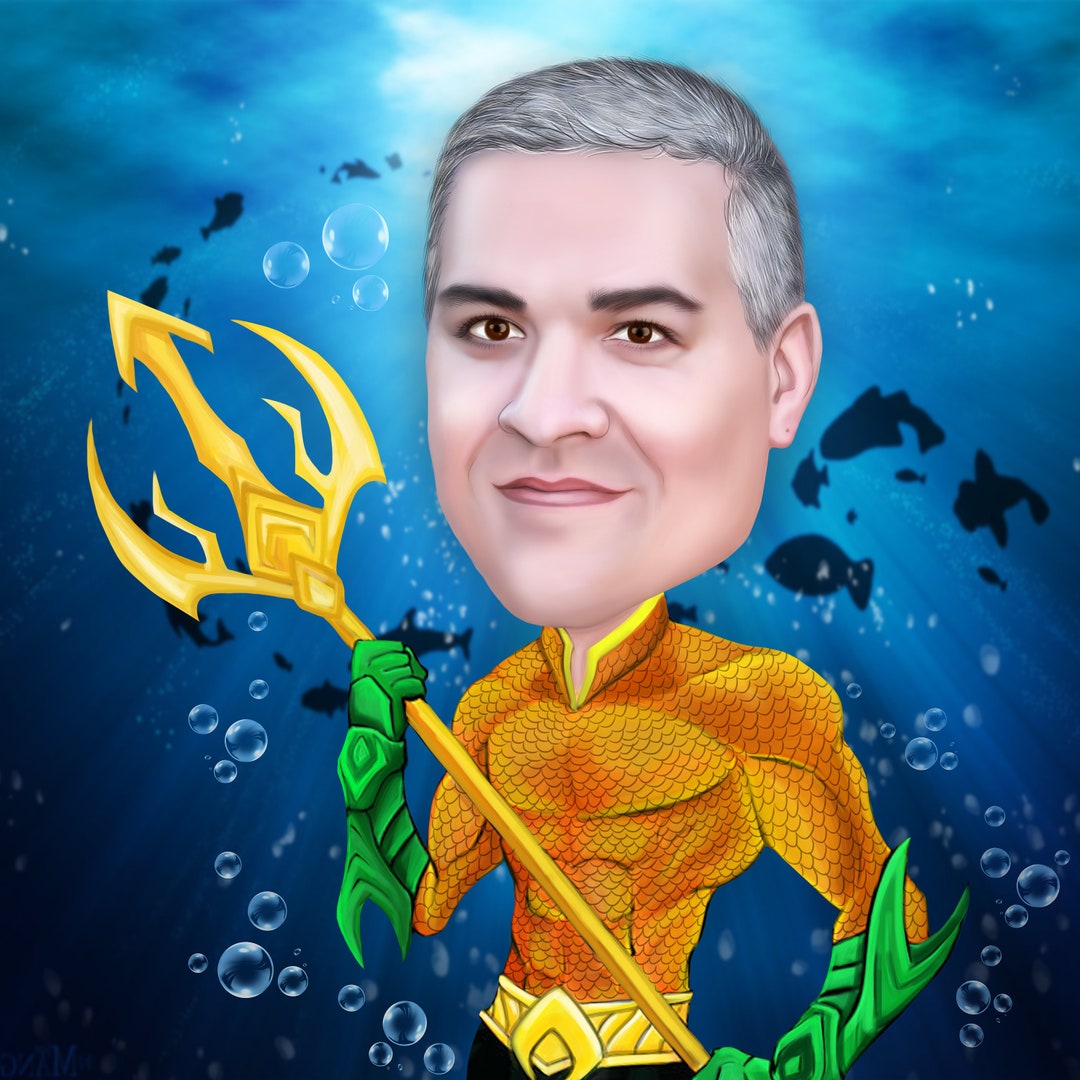 Neptune Superhero Portrait From Your Photo / Neptune Art / Neptune Gift ...