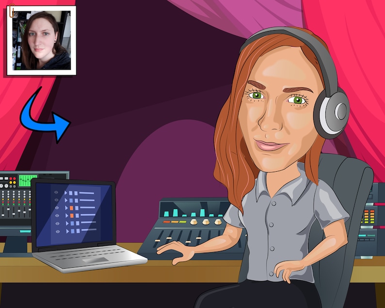 Stage Manager Gift Custom Caricature From Photo Stage Crew - Etsy