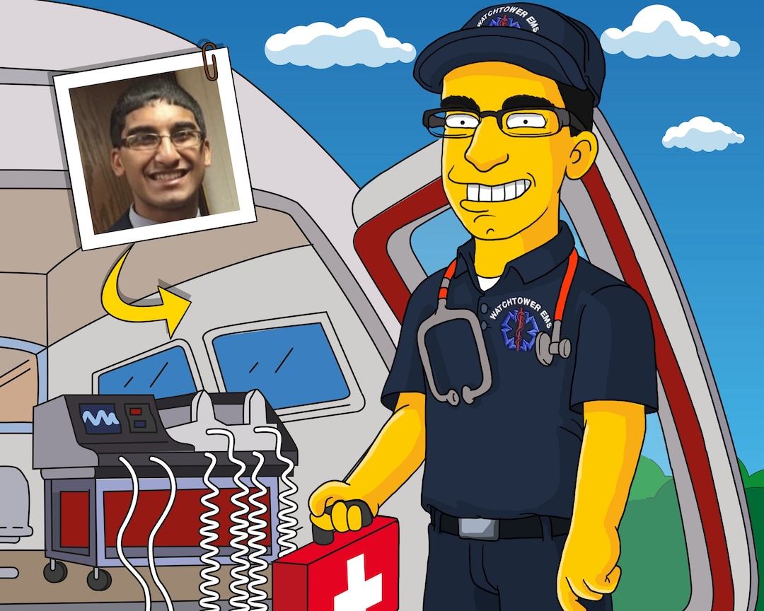 Paramedic Cartoon Portrait - Custom Yellow Character Gift (digital File ...