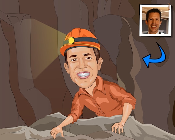 Spelunking Gift Custom Caricature From Photo Spelunker - Etsy