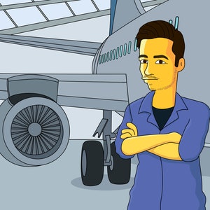 Aerospace Engineer Gift Custom Portrait as Yellow Cartoon Character ...