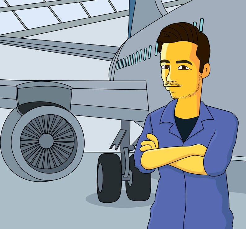 Aerospace Engineer Gift Custom Portrait as Yellow Cartoon - Etsy