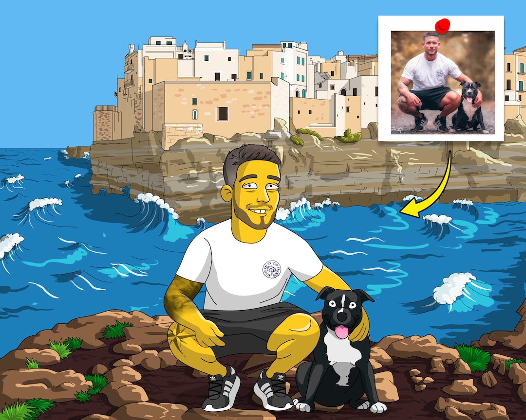 Bari Gift - Custom Yellow Cartoon Portrait From Photo, Bari Poster - Etsy