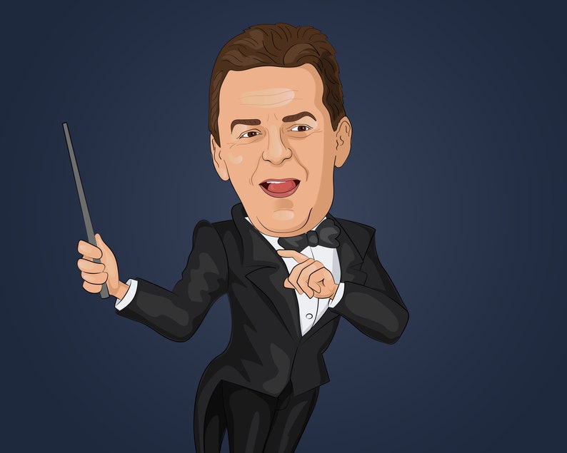 Custom Conductor Caricature Portrait: Unique Choir Director Gift ...