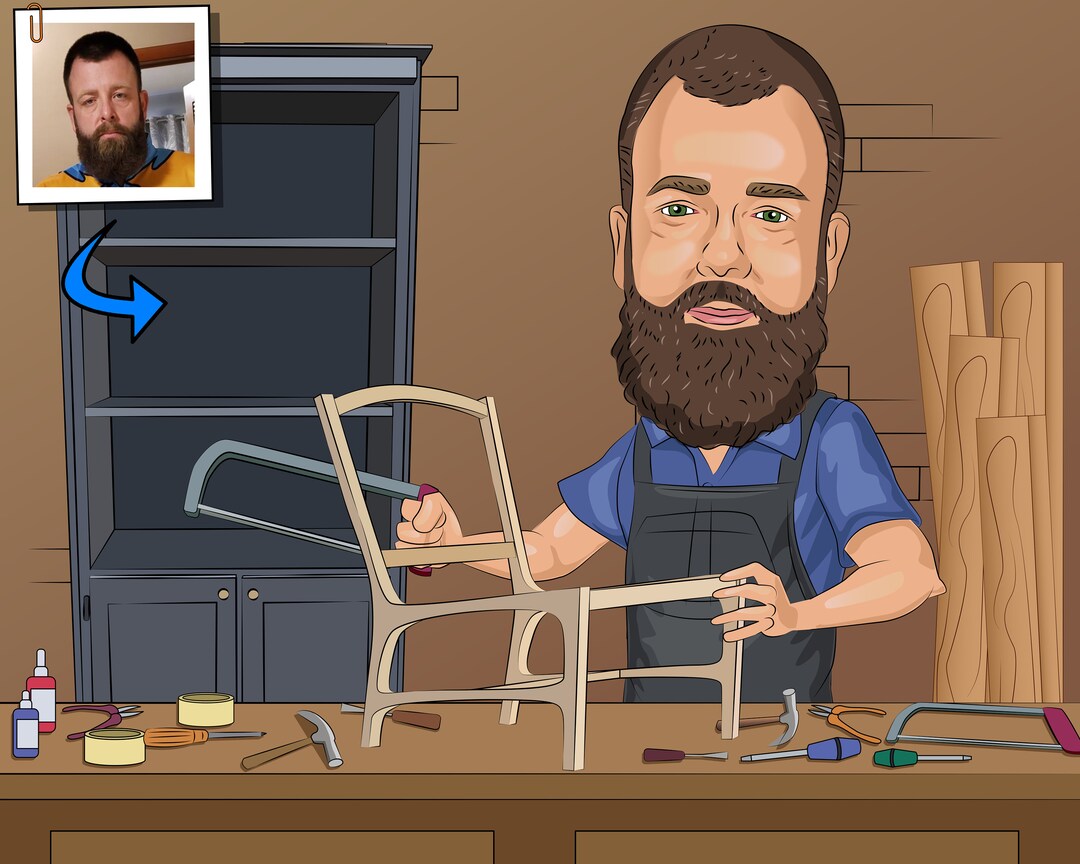 Furniture Restorer Gift - Custom Caricature From Photo, Furniture ...