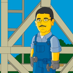 Roofer Gift Custom Portrait From Your Photo as Yellow Cartoon Character ...
