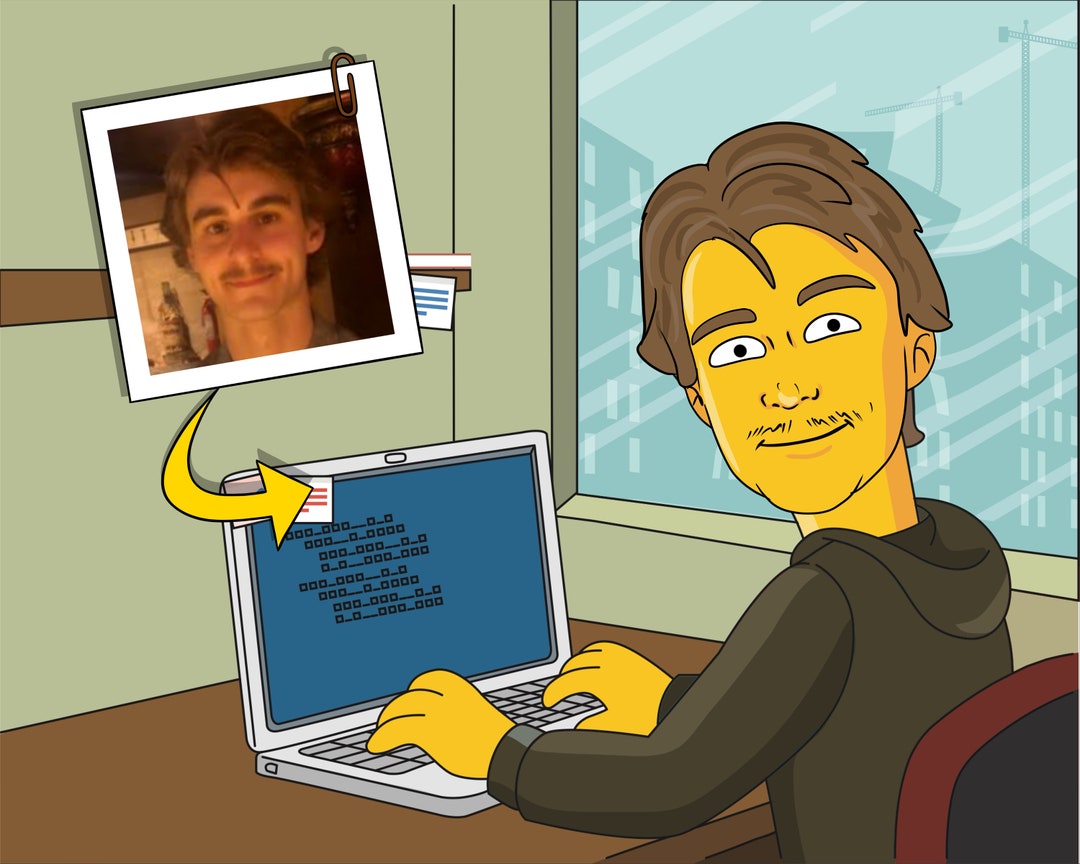Computer Geek Gift - Custom Portrait as Cartoon Character / Computer ...