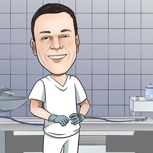 Embalmer Gift - Custom Caricature Portrait From Your Photo - Etsy