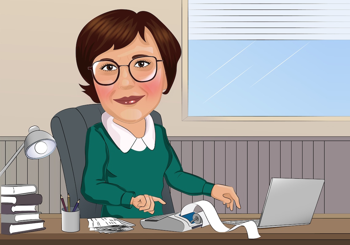 Accountant Gift Custom Caricature Portrait From Photo / CPA - Etsy