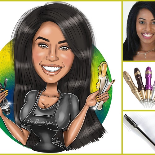 Makeup Artist Logo Design Custom Cartoon Portrait for Your - Etsy