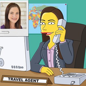 Travel Agent Gift - Custom Portrait as Yellow Cartoon Character ...
