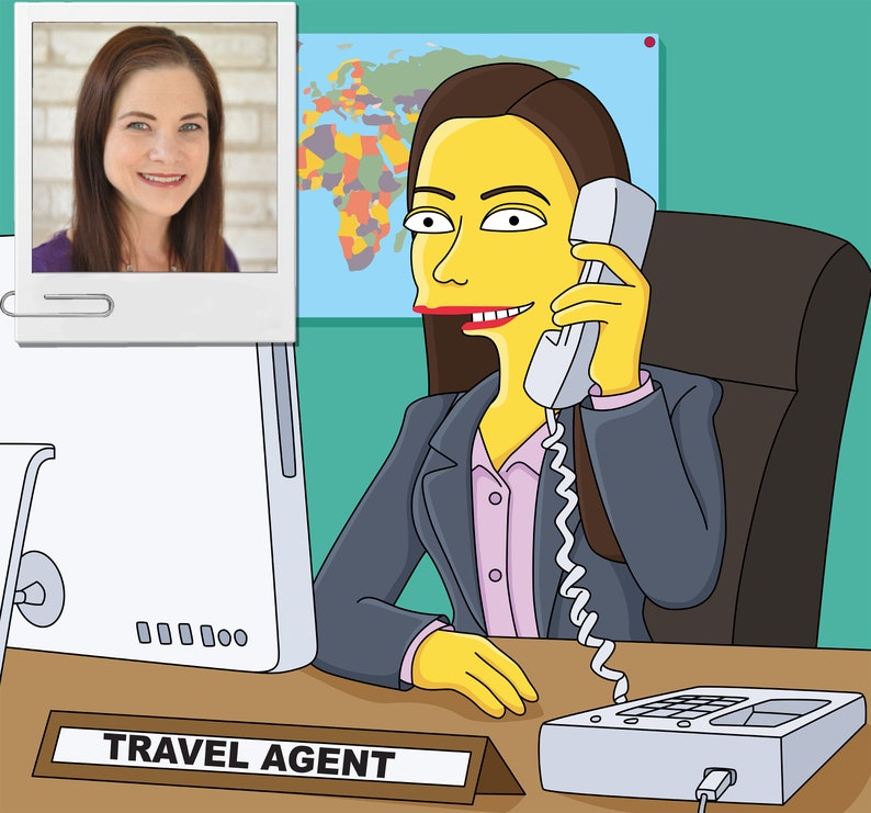 Travel Agent Gift Custom Portrait as Yellow Cartoon - Etsy