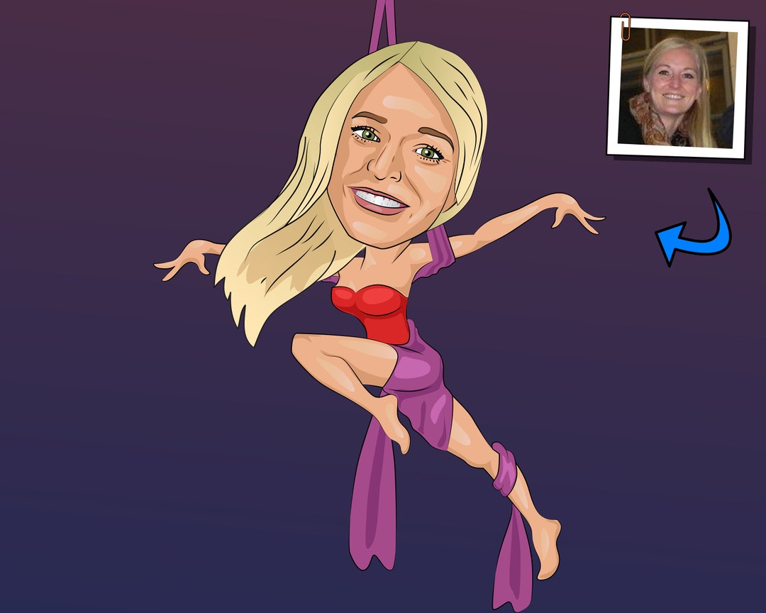 Aerialist Gift - Custom Caricature Portrait From Your Photo / Aerial ...