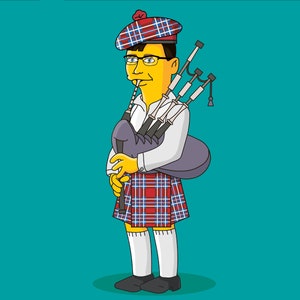 Bagpipes Player Gift - Portrait as Cartoon Character / Bagpiper Gift - Etsy