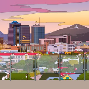 Tucson Gift Custom Yellow Cartoon, Tucson Art, Tucson Skyline, Tucson ...