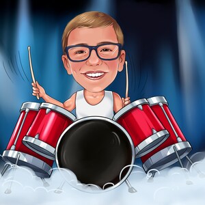 Custom Percussionist Caricature Portrait: Unique Drummer Gift (digital ...