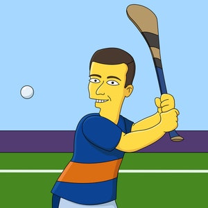 Hurling Player Gift - Custom Portrait From Photo as Yellow Character ...