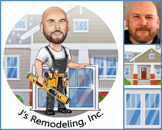Builder Logo Custom Portrait for Your Business Logo / - Etsy