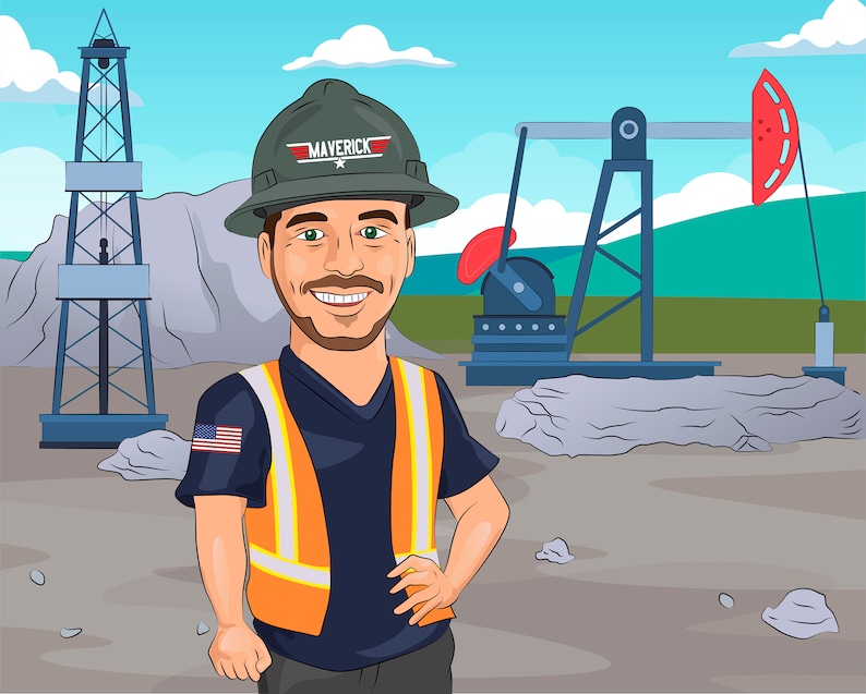 Oilfield Worker Gift - Custom Caricature Portrait From Your Photo / Oil ...