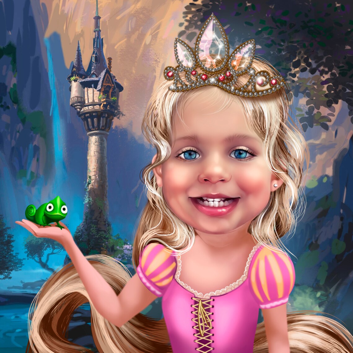 Custom Rapunzel Birthday Invitation Card Drawn From Photo / - Etsy