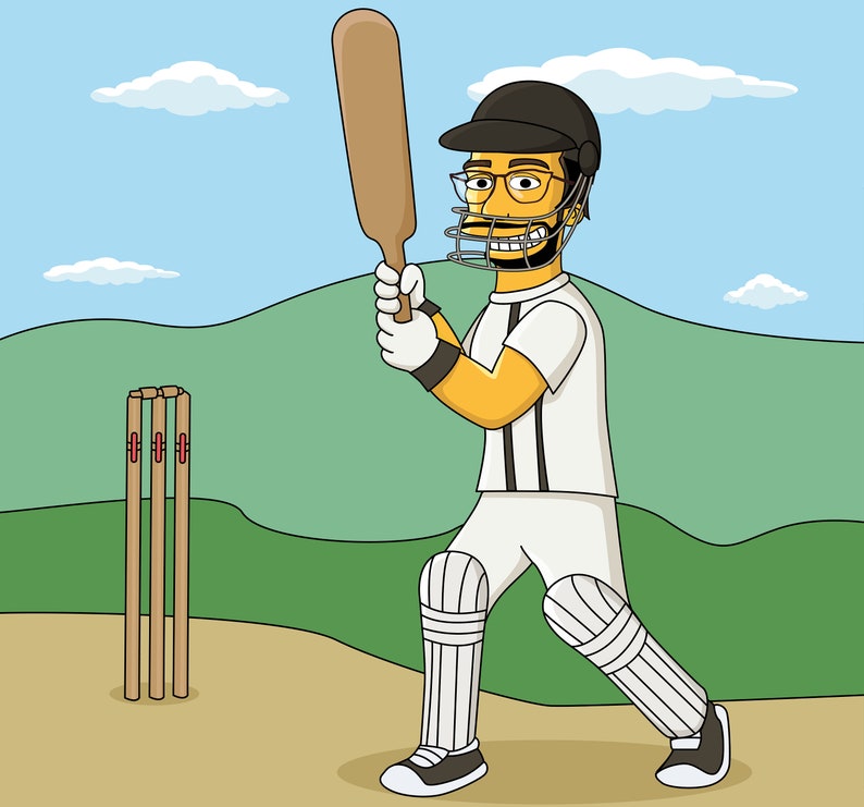 Cricketer Gift - Cartoon Portrait From Photo / Cricket Gifts / Cricket ...