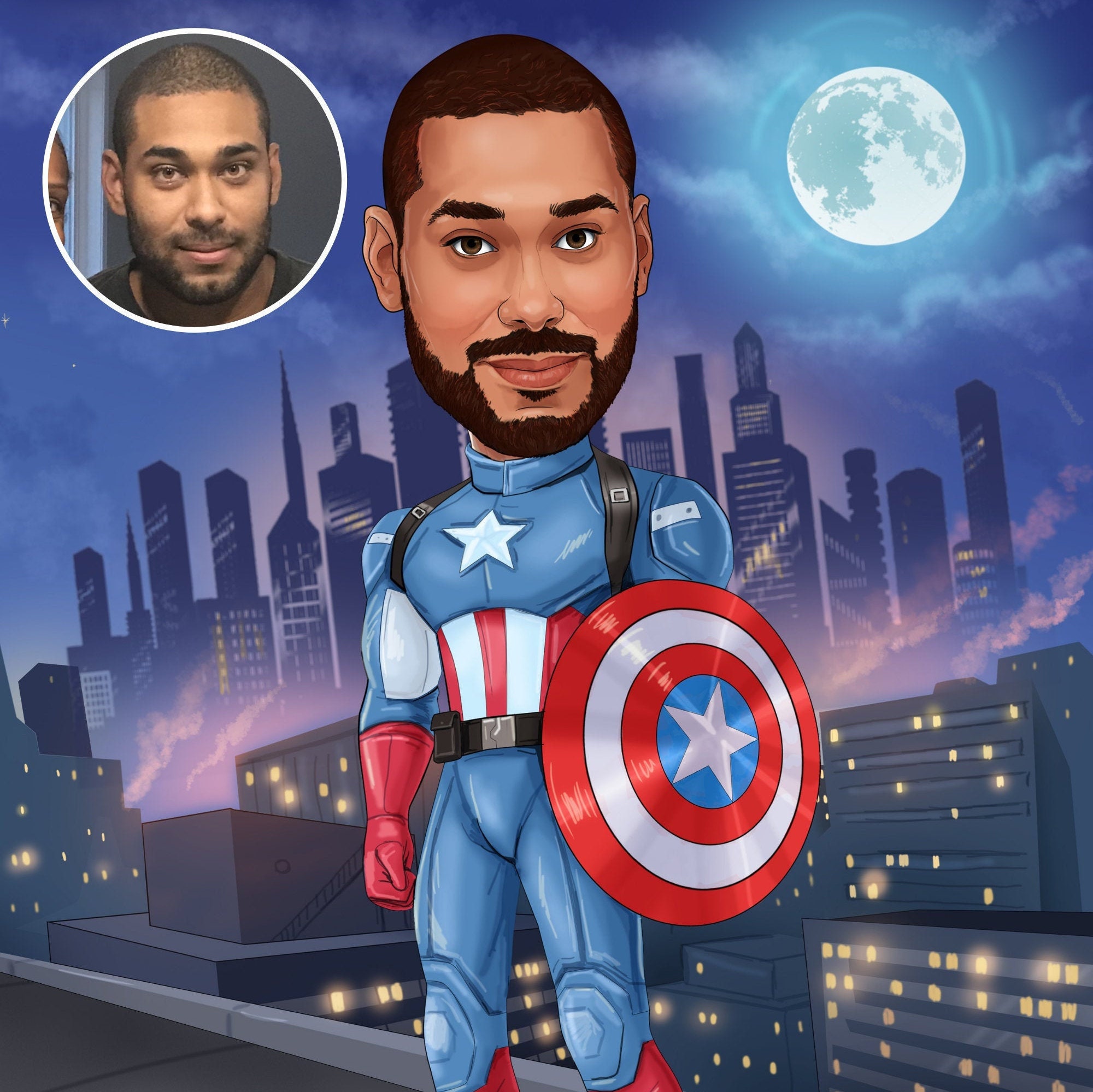 Super Dad Father's Day Cartoon Caricature Portrait From | Etsy