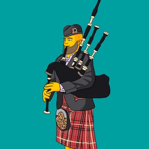Bagpipes Player Gift - Portrait as Cartoon Character / Bagpiper Gift - Etsy