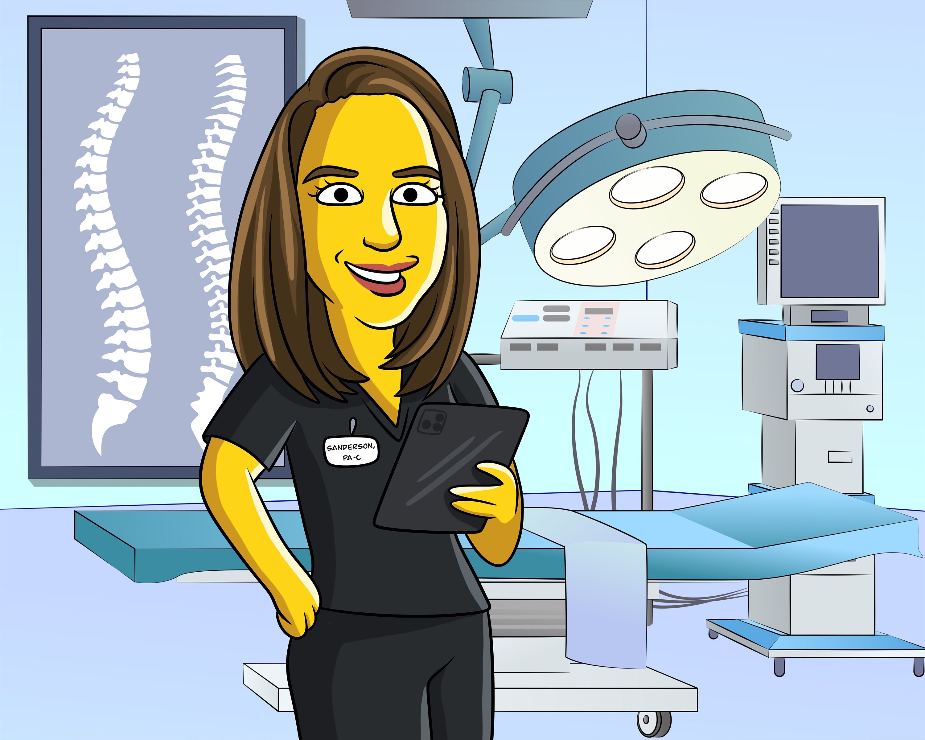 Neurosurgeon Gift - Custom Portrait as Cartoon Character / Spine ...