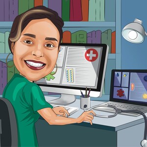 Informatics Nurse Gift - Custom Caricature From Photo, Nursing ...