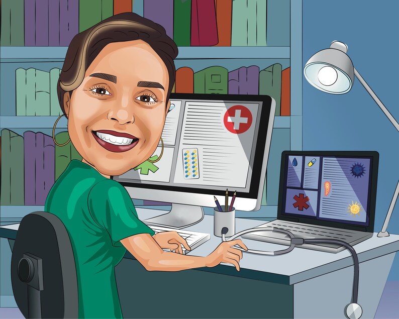 Informatics Nurse Gift - Custom Caricature From Photo, Nursing ...