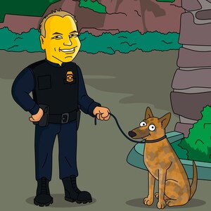 Custom K9 Officer Cartoon Portrait: Unique Police Dog Handler Gift ...