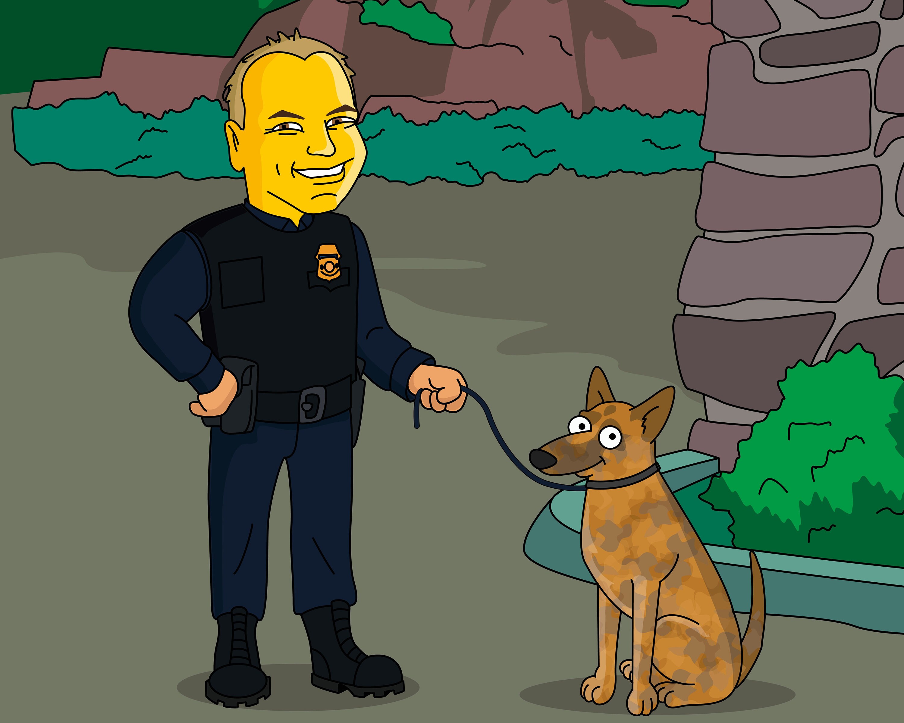 Custom K9 Officer Cartoon Portrait: Unique Police Dog Handler Gift ...