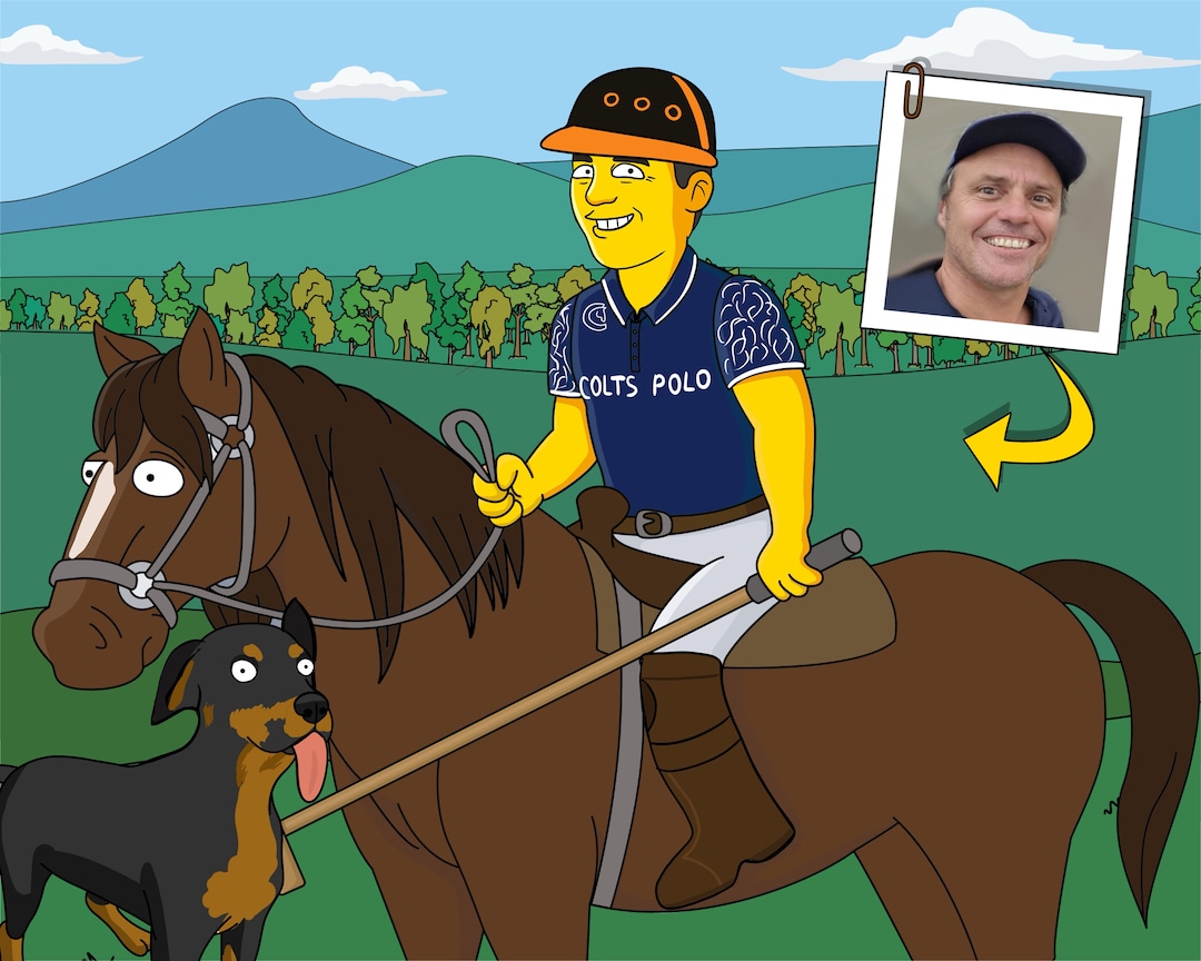 Polo Player Gift - Custom Cartoon Portrait From Photo / Polo Horse ...