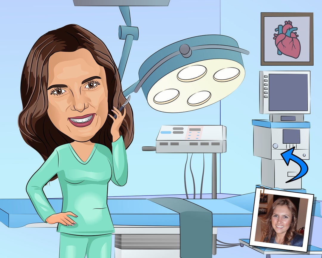 Heart Surgeon Gift - Custom Caricature Portrait From Your Photo ...