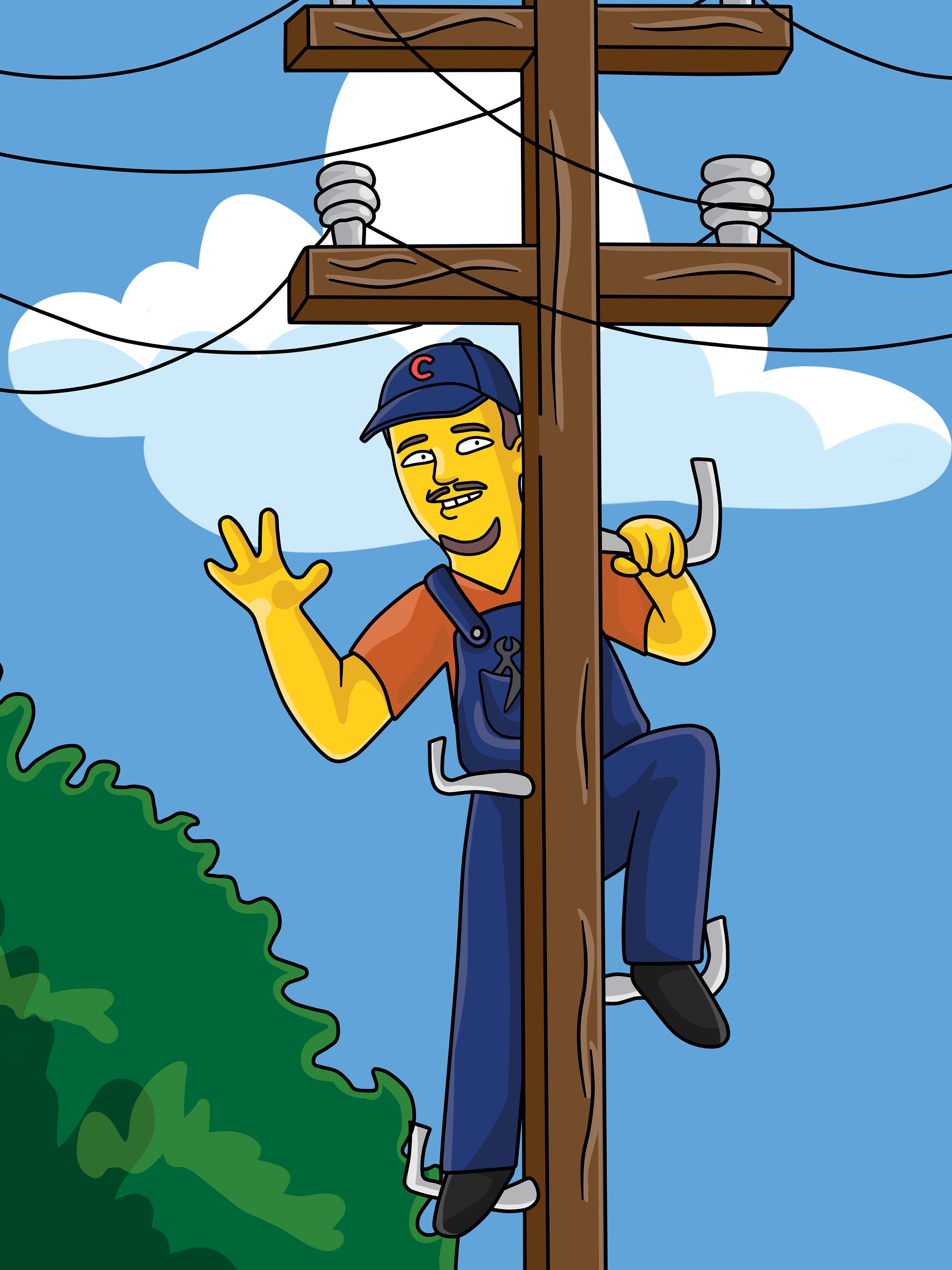 Cartoon Linemen Lineman On Pole | Electrician At Work| Electrical