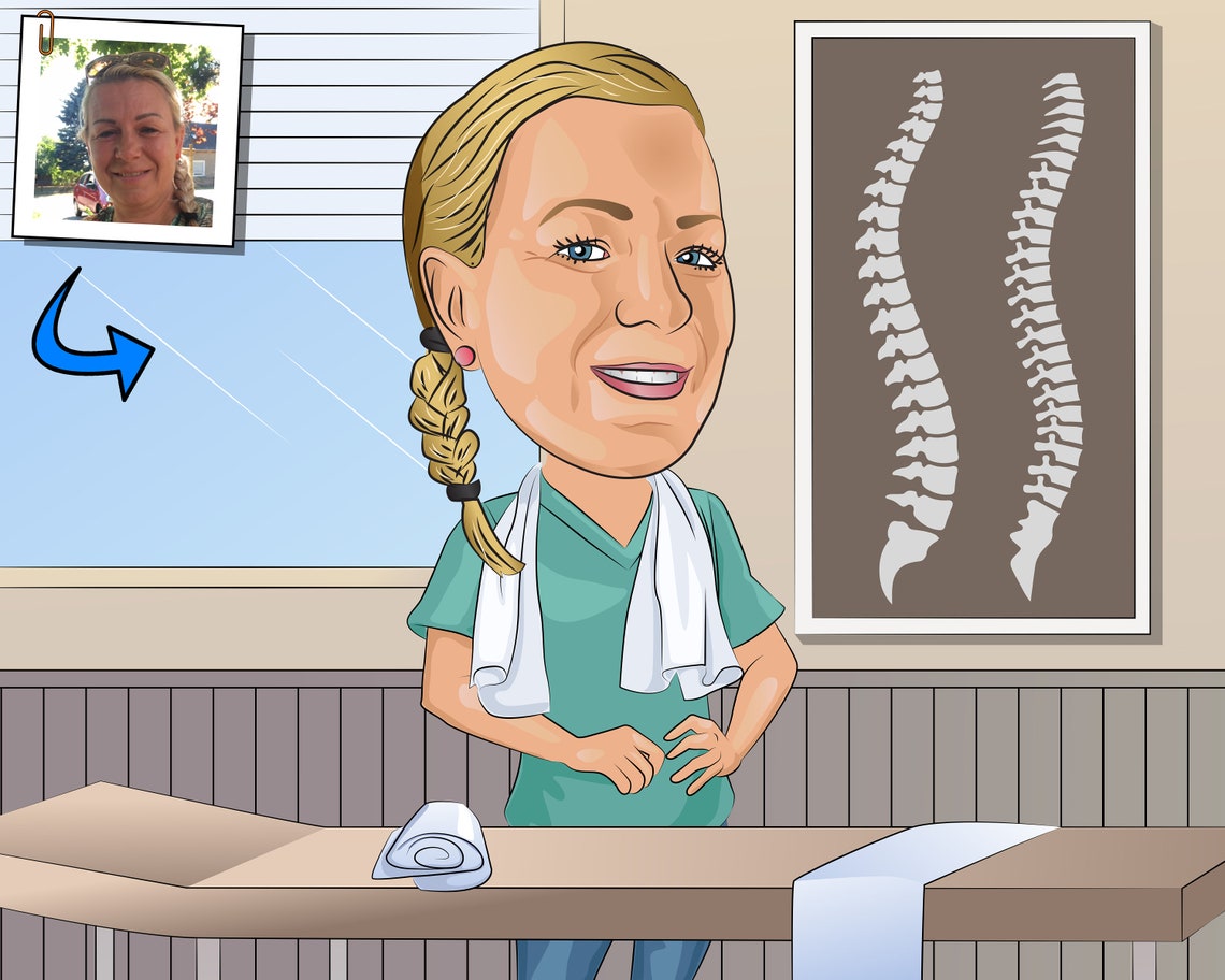 Osteopath Gift Custom Caricature Portrait From Your Photo / - Etsy